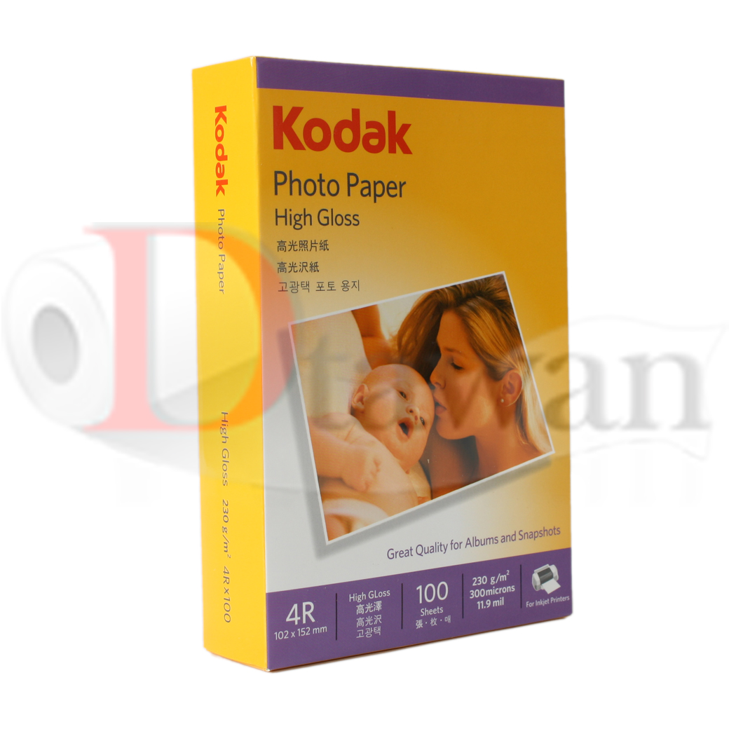กระดาษโฟโต้โกดัก (Kodak) 230g ชนิดผิวมัน ขนาด 4x6นิ้ว สำหรับปริ้นรูปถ่าย และ โพลารอยด์ กล่องละ ...