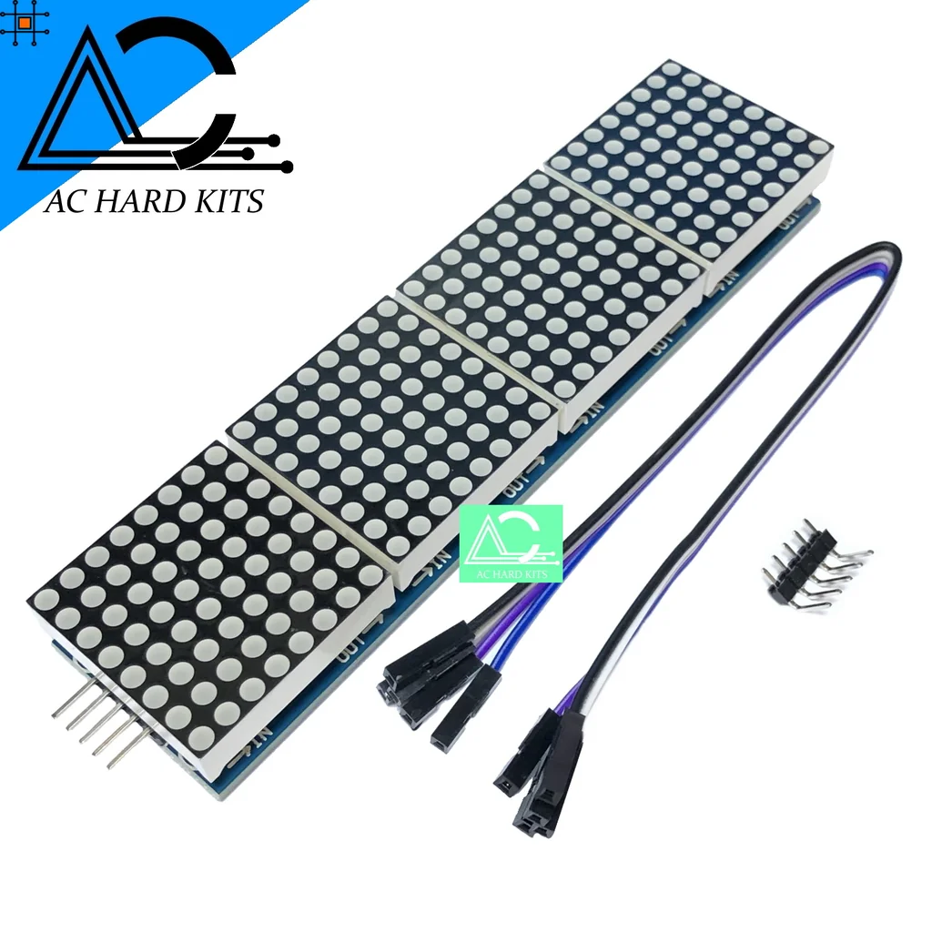 MAX7219 Dot Matrix Module Microcontroller 4 ชุด พร้อมสายไฟ - ACHardKits
