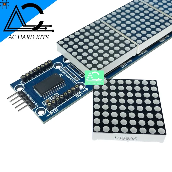 MAX7219 Dot Matrix Module Microcontroller 4 ชุด พร้อมสายไฟ - ACHardKits